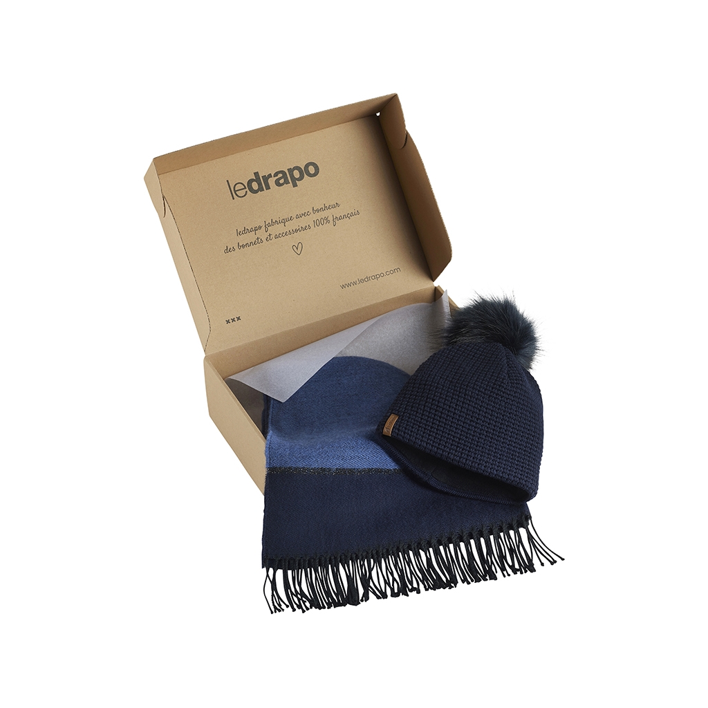 Coffret cadeau 100% français écharpe Constance et bonnet Léonie